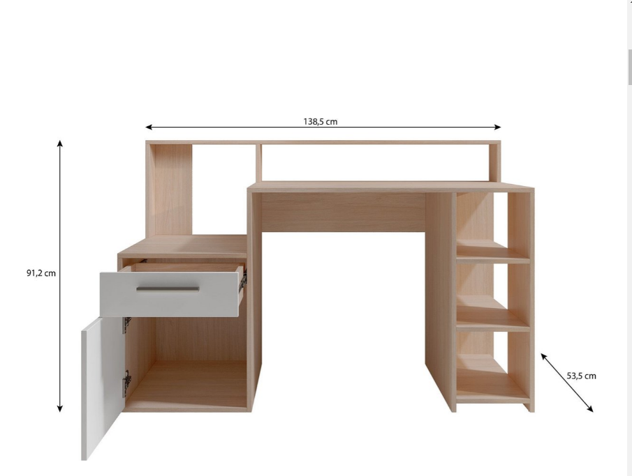Modern Multi-Level Home Office Computer Desk With Shelves And Drawers ...